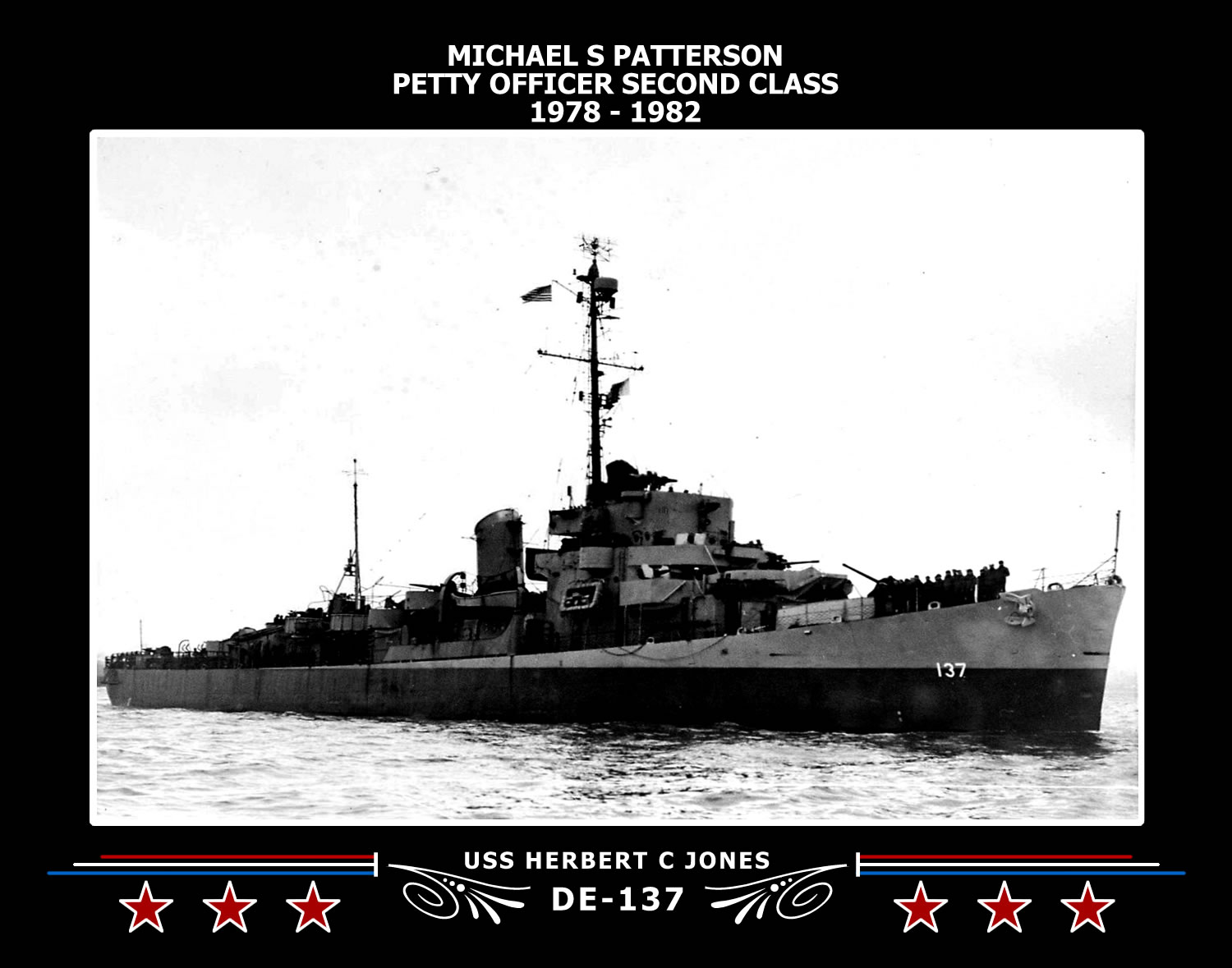 Navy Emporium USS Herbert C Jones DE-137 Canvas Photo Print 63DE137 | eBay